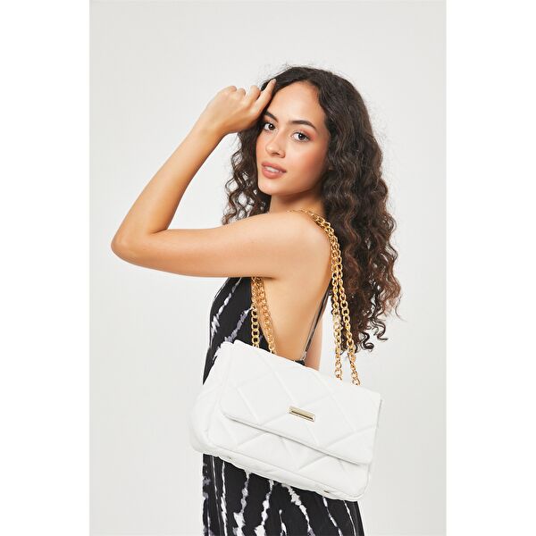 Deri Görünümlü Kapitoneli Kadın Omuz Çantası