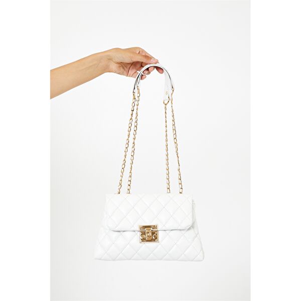 Deri Görünümlü Kapitoneli Kadın Omuz Çantası