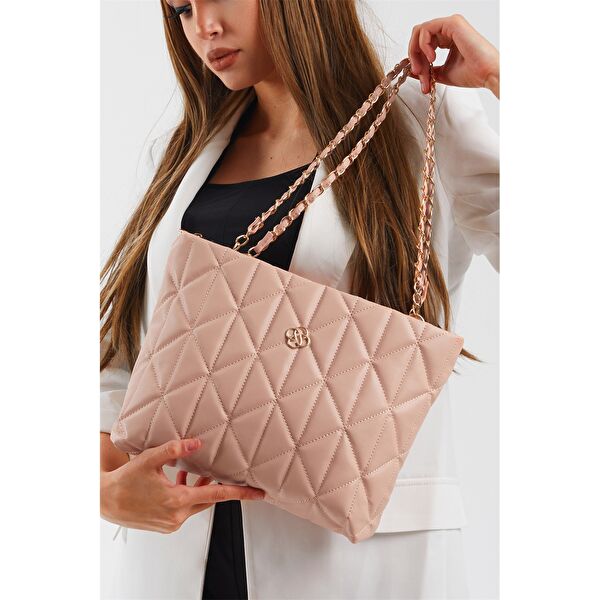 Deri Görünümlü Kapitoneli Kadın Omuz Çantası