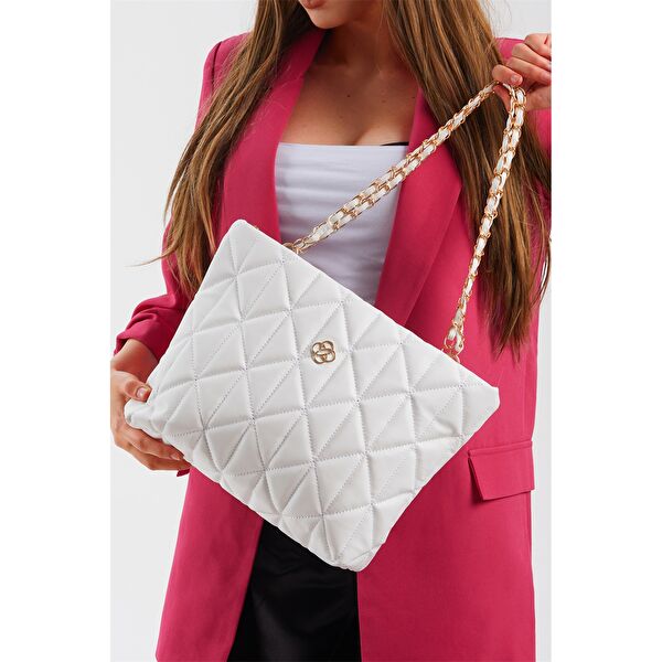 Deri Görünümlü Kapitoneli Kadın Omuz Çantası