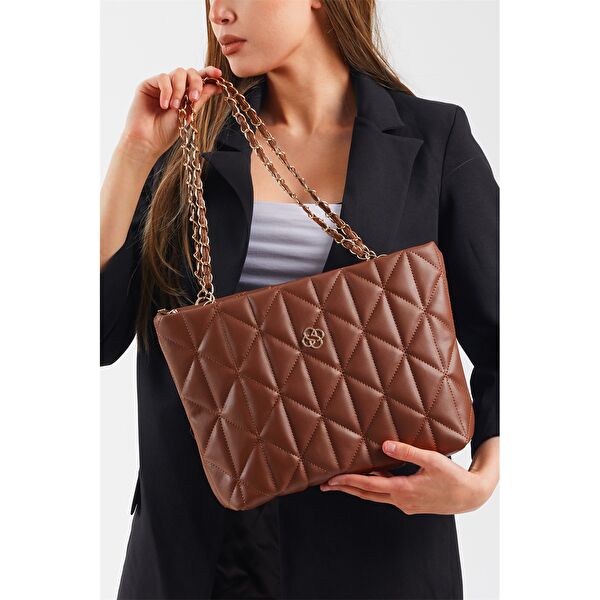 Deri Görünümlü Kapitoneli Kadın Omuz Çantası