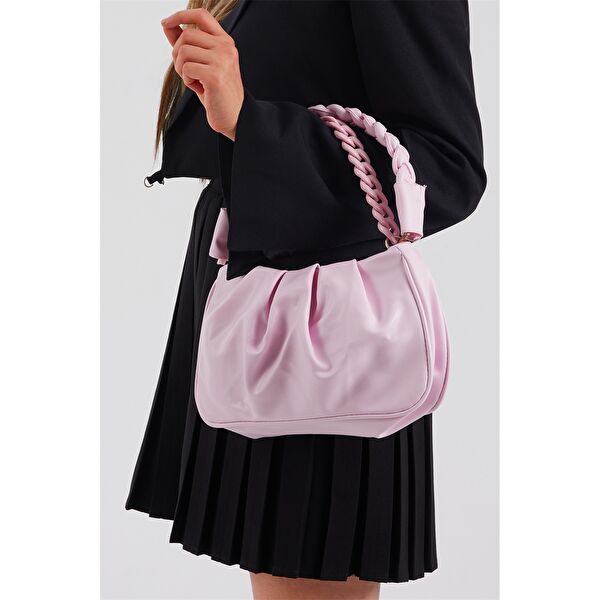 Deri Görünümlü Büzgülü Kadın Omuz Çantası