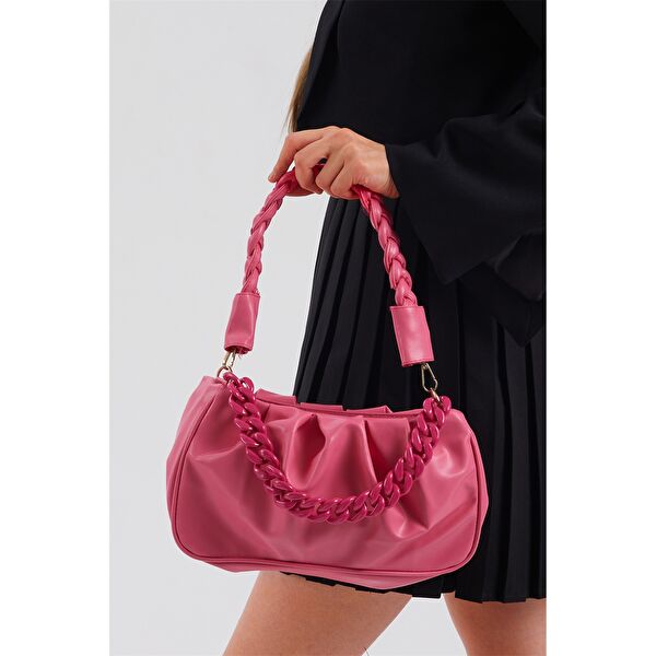 Deri Görünümlü Büzgülü Kadın Omuz Çantası