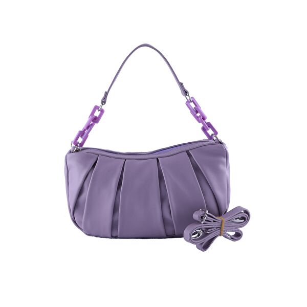 Deri Görünümlü Büzgülü Kadın Omuz Çantası