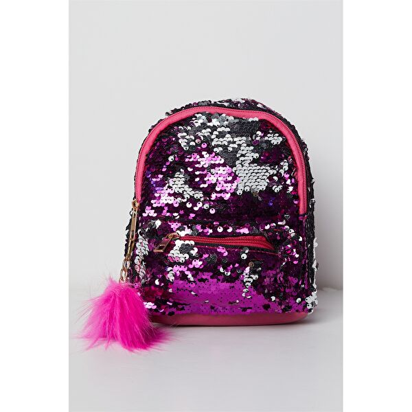 Pelüş Detaylı Payetli Kadın Çocuk Sırt Çantası