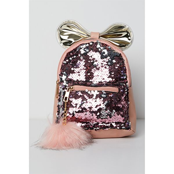 Pelüş Detaylı Payetli Kadın Çocuk Sırt Çantası