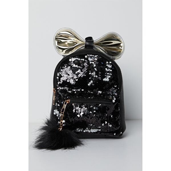 Pelüş Detaylı Payetli Kadın Çocuk Sırt Çantası