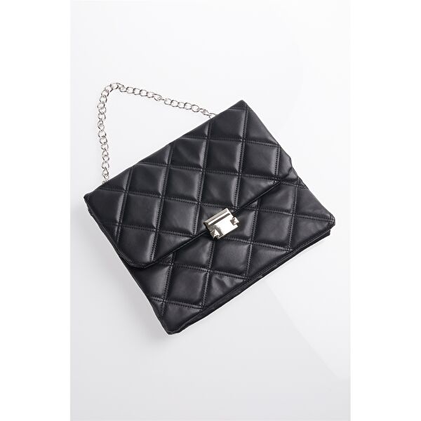 Deri Görünümlü Kapitoneli Zincir Askılı El Çantası