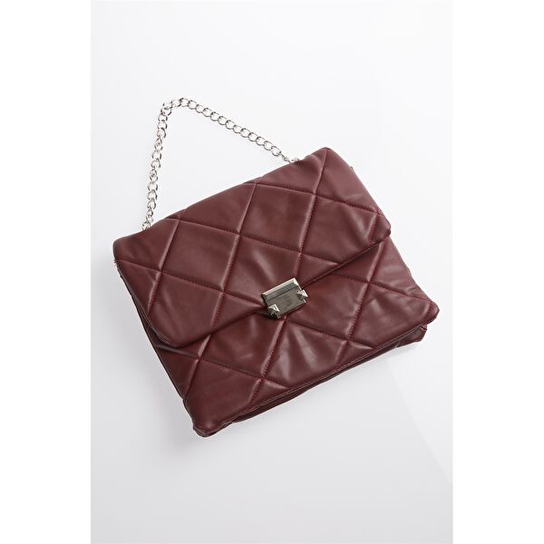 Deri Görünümlü Kapitoneli Zincir Askılı El Çantası