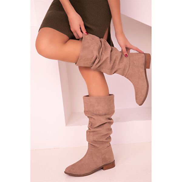 Süet Görünümlü Kadın Çizme