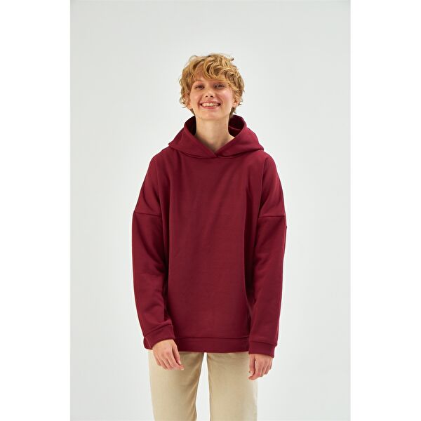 Kapüşonlu Düz Uzun Kollu Oversize Kadın Sweatshirt