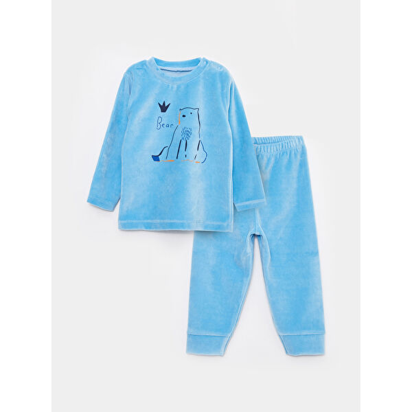 Bisiklet Yaka Uzun Kollu Baskılı Erkek Bebek 2'li Takım