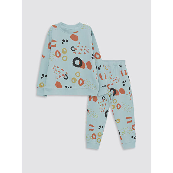 Bisiklet Yaka Baskılı Uzun Kollu Erkek Çocuk Pijama Takımı