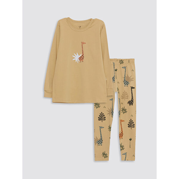 Bisiklet Yaka Baskılı Uzun Kollu Erkek Çocuk Pijama Takımı