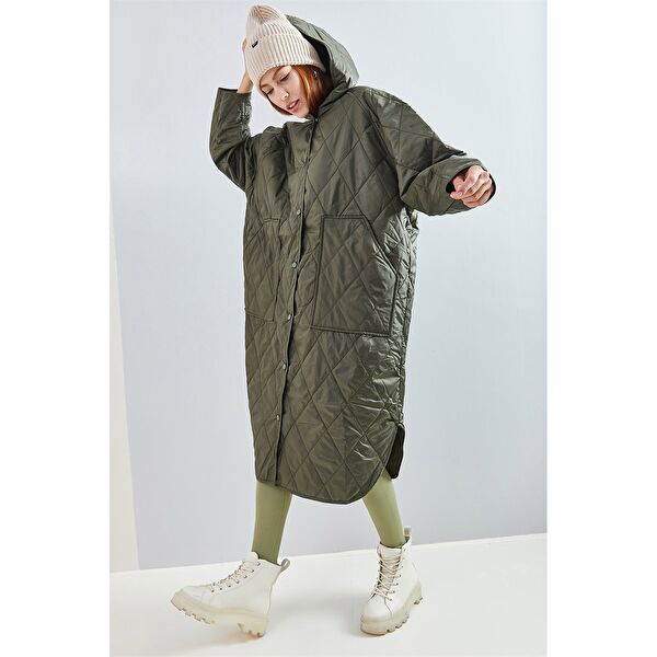 Kapüşonlu Kapitone Uzun Kollu Kadın Mont Kapüşonlu Kapitone Uzun Kollu Kadın Mont