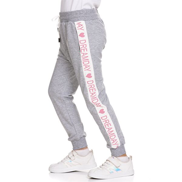 Beli Lastikli Baskılı Kız Çocuk Jogger Eşofman Altı
