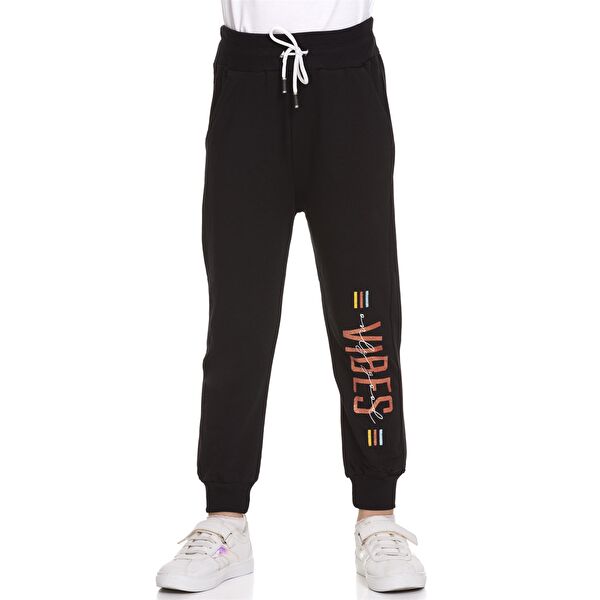 Beli Lastikli Baskılı Kız Çocuk Jogger Eşofman Altı