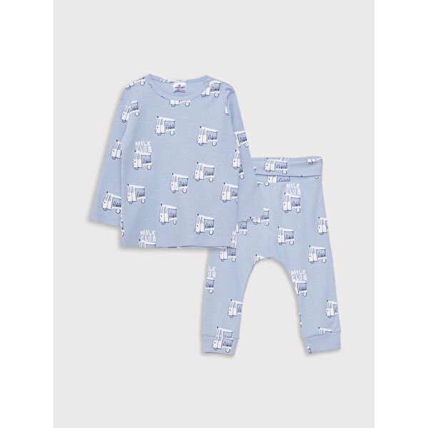 Bisiklet Yaka Uzun Kollu Baskılı Erkek Bebek 2'li Takım