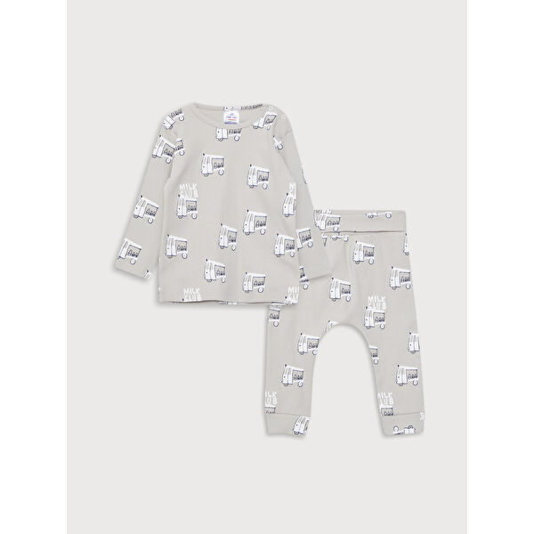 Bisiklet Yaka Uzun Kollu Baskılı Erkek Bebek 2'li Takım