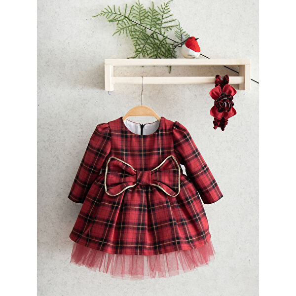 Bisiklet Yaka Uzun Kollu Kız Bebek Elbise