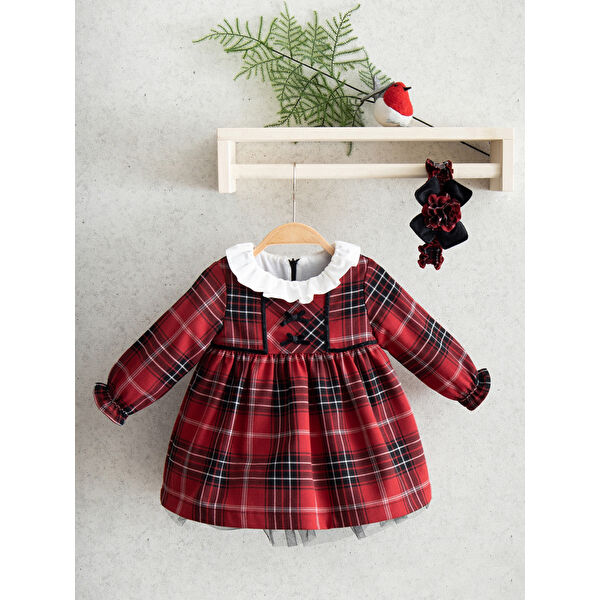 Bisiklet Yaka Uzun Kollu Kız Bebek Elbise