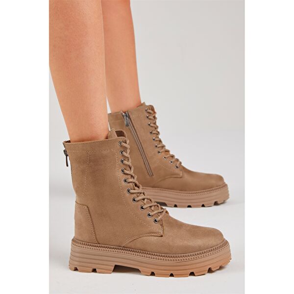 Bağcık ve Fermuarlı Kalın Taban Kadın Bot Bağcık ve Fermuarlı Kalın Taban Kadın Bot