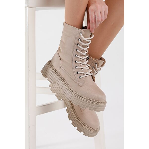 Bağcık ve Fermuarlı Kalın Taban Kadın Bot Bağcık ve Fermuarlı Kalın Taban Kadın Bot