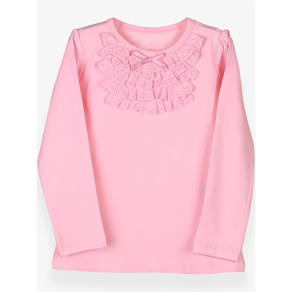 Bisiklet Yaka Fisto Detaylı Uzun Kollu Kız Çocuk Tişört Bisiklet Yaka Fisto Detaylı Uzun Kollu Kız Çocuk Tişört