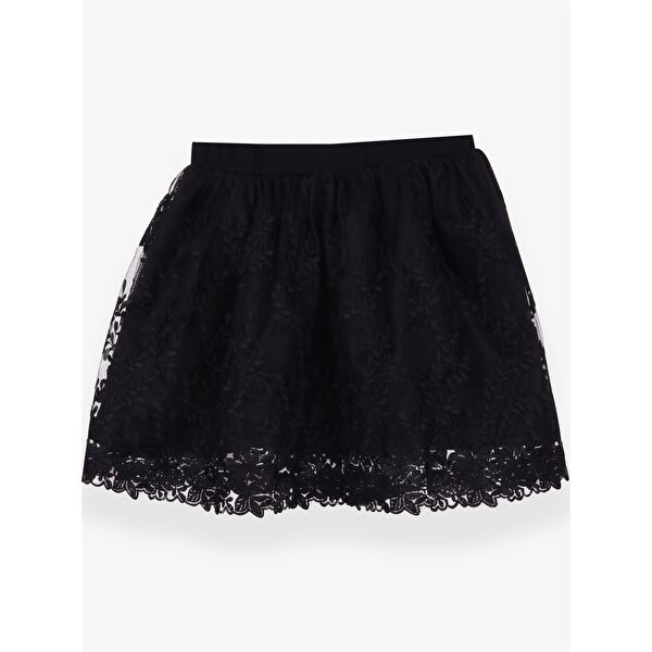 Beli Lastikli Nakışlı Kız Çocuk Etek