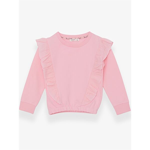 Bisiklet Yaka Fırfır Detaylı Uzun Kollu Kız Çocuk Sweatshirt Bisiklet Yaka Fırfır Detaylı Uzun Kollu Kız Çocuk Sweatshirt