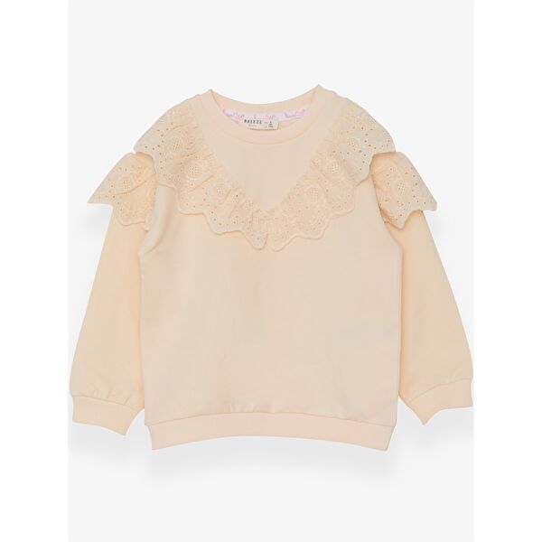 Bisiklet Yaka Fisto Detaylı Uzun Kollu Kız Çocuk Sweatshirt