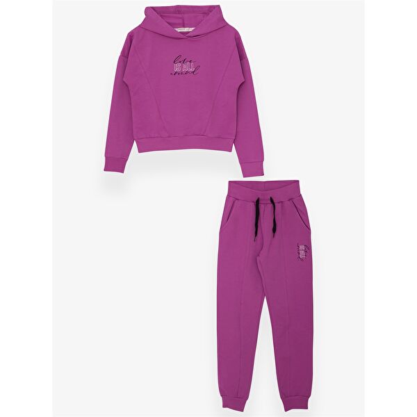 Kapüşonlu Baskılı Uzun Kollu Kız Çocuk Sweatshirt ve Eşofman Altı Kapüşonlu Baskılı Uzun Kollu Kız Çocuk Sweatshirt ve Eşofman Altı