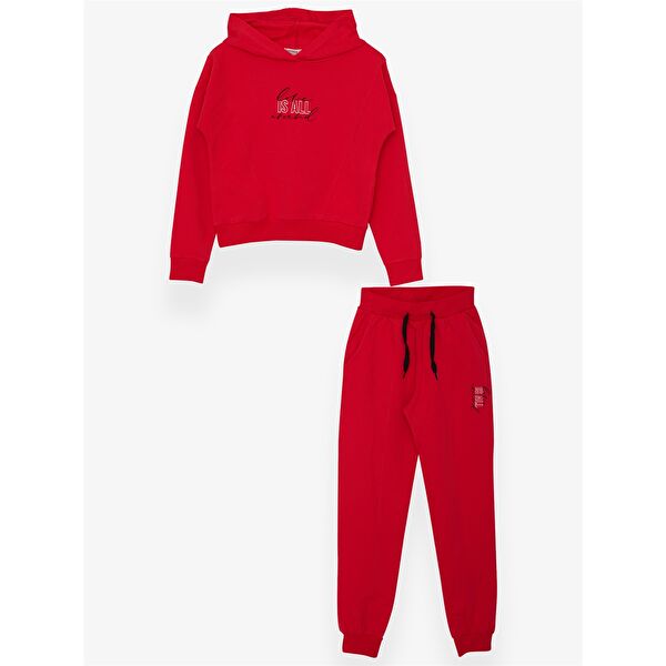 Kapüşonlu Baskılı Uzun Kollu Kız Çocuk Sweatshirt ve Eşofman Altı Kapüşonlu Baskılı Uzun Kollu Kız Çocuk Sweatshirt ve Eşofman Altı