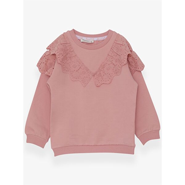 Bisiklet Yaka Fisto Detaylı Uzun Kollu Kız Çocuk Sweatshirt