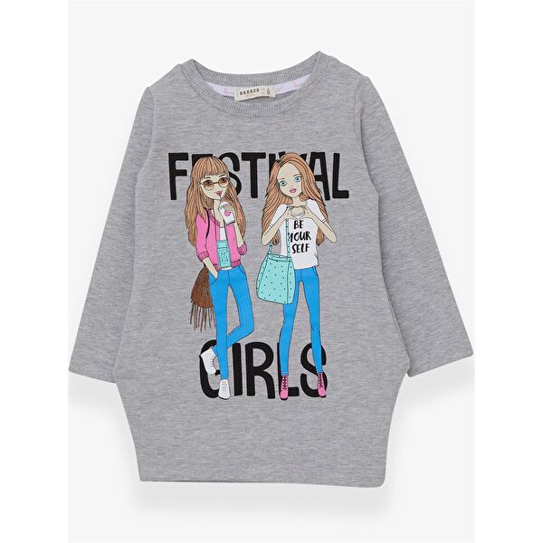 Bisiklet Yaka Baskılı Uzun Kollu Kız Çocuk Tunik Bisiklet Yaka Baskılı Uzun Kollu Kız Çocuk Tunik