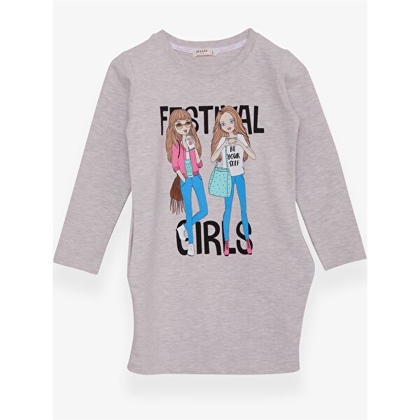 Bisiklet Yaka Baskılı Uzun Kollu Kız Çocuk Tunik Bisiklet Yaka Baskılı Uzun Kollu Kız Çocuk Tunik