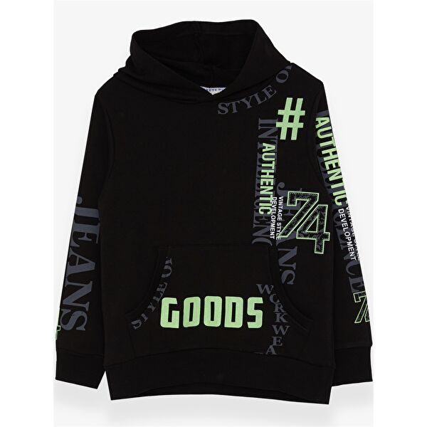 Kapüşonlu Baskılı Uzun Kollu Erkek Çocuk Sweatshirt Kapüşonlu Baskılı Uzun Kollu Erkek Çocuk Sweatshirt