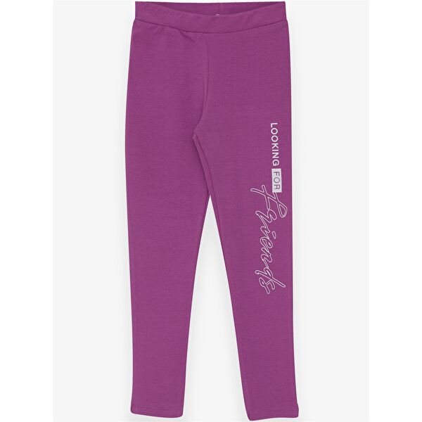 Beli Lastikli Baskılı Kız Çocuk Tayt