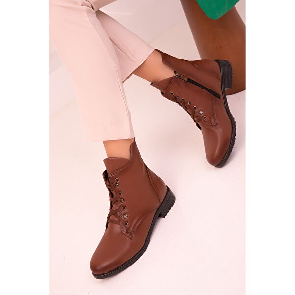 Deri Görünümlü Bağcıklı Kadın Bot Deri Görünümlü Bağcıklı Kadın Bot