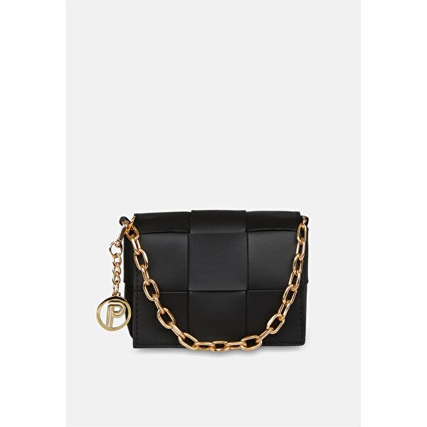 Deri Görünümlü Zincir Detaylı Kadın Çapraz Çanta