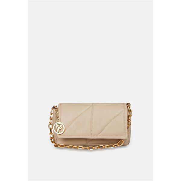 Deri Görünümlü Zincir Detaylı Kadın Çapraz Çanta