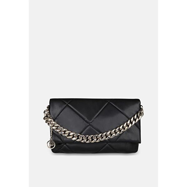 Deri Görünümlü Zincir Detaylı Kadın Çapraz Çanta