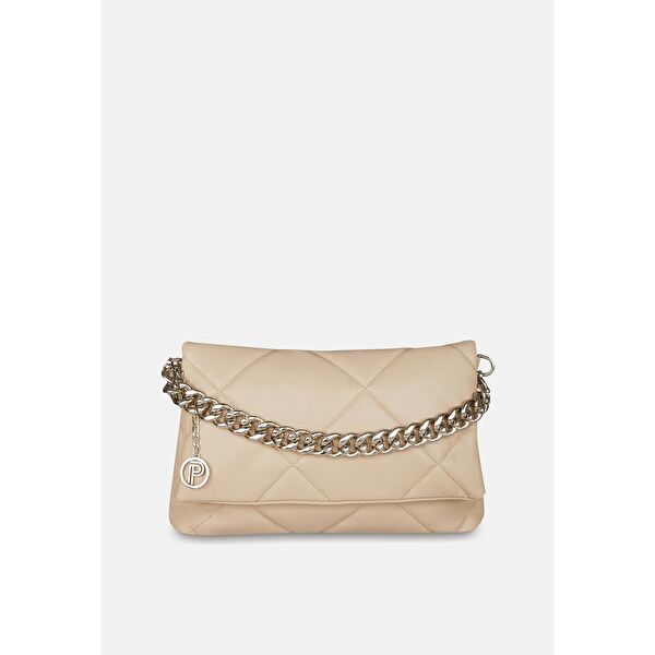 Deri Görünümlü Zincir Detaylı Kadın Çapraz Çanta