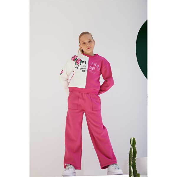 Beli Lastikli Basic Geniş Paça Kız Çocuk Eşofman Altı Beli Lastikli Basic Geniş Paça Kız Çocuk Eşofman Altı