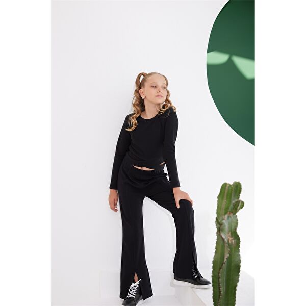 Beli Lastikli Basic Geniş Paça Kız Çocuk Eşofman Altı Beli Lastikli Basic Geniş Paça Kız Çocuk Eşofman Altı