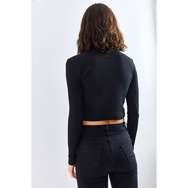 Gömlek Yaka Düz Uzun Kollu Kadın Bluz