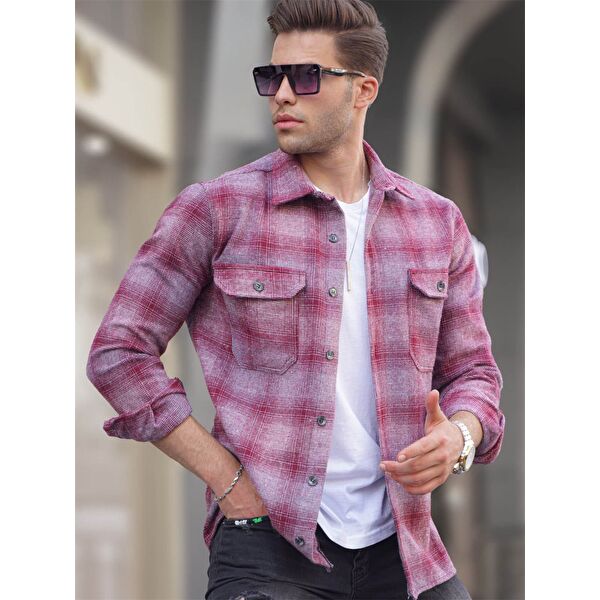 Slim Fit Uzun Kollu Ekose Erkek Oduncu Gömlek Slim Fit Uzun Kollu Ekose Erkek Oduncu Gömlek