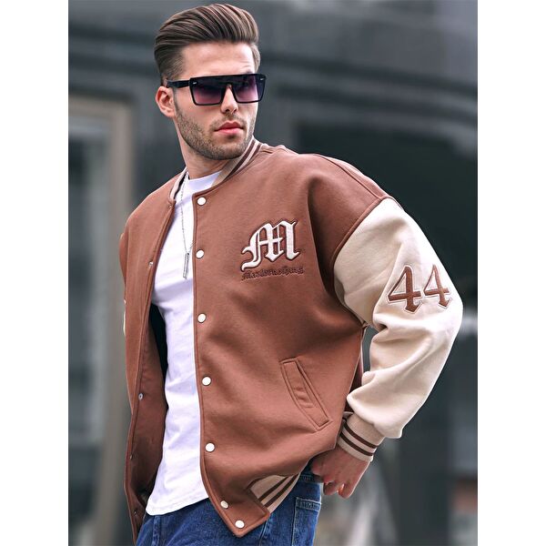 Oversize Uzun Kollu Nakışlı Erkek Kolej Ceket