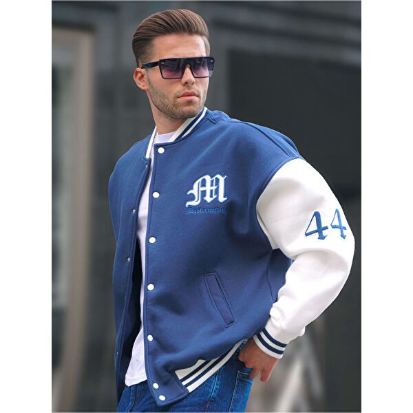 Oversize Uzun Kollu Nakışlı Erkek Kolej Ceket