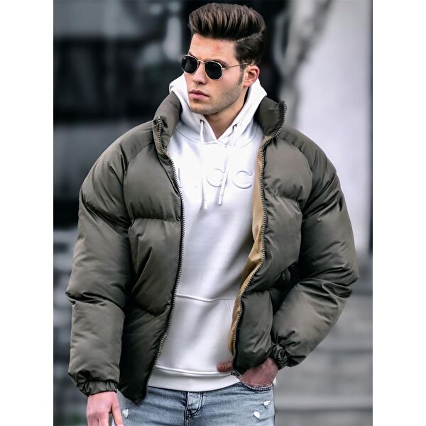 Standart Kalıp Dik Yaka Erkek Şişme Mont